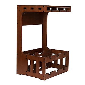 Mind Reader Floating Wooden Decor, 6 Bottle Stand, Stem Glass Organizer-Brown Wine Rack, 20" x 13" x 10"