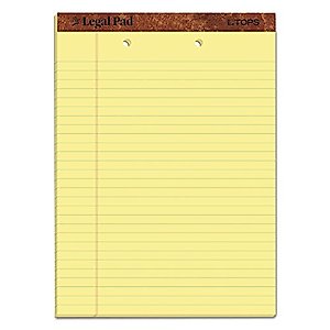 TOPS The Legal Pad Writing Pads, 8-1/2" x 11-3/4", Canary Paper, Legal Rule, 50 Sheets, 12 Pack (7531)