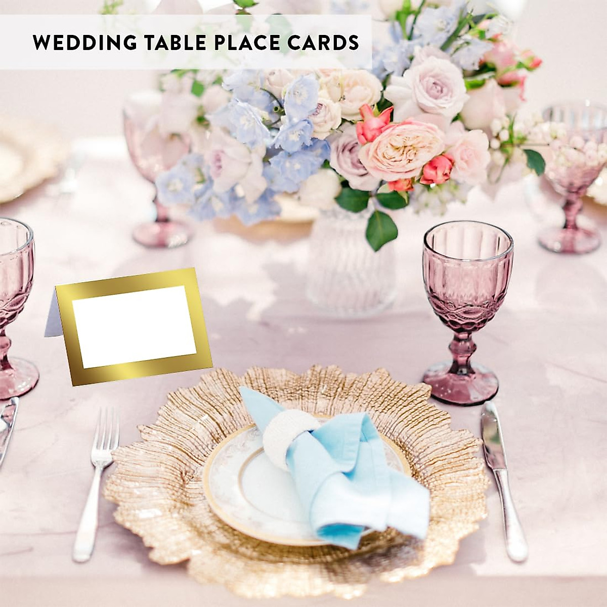 Andaz Press Table Tent Printable Place Cards, Metallic Gold 20-Pack,Seat Placement Cards Blank Place Cards for Table Settings Name Cards for Baby Shower, School Graduation Food Cards