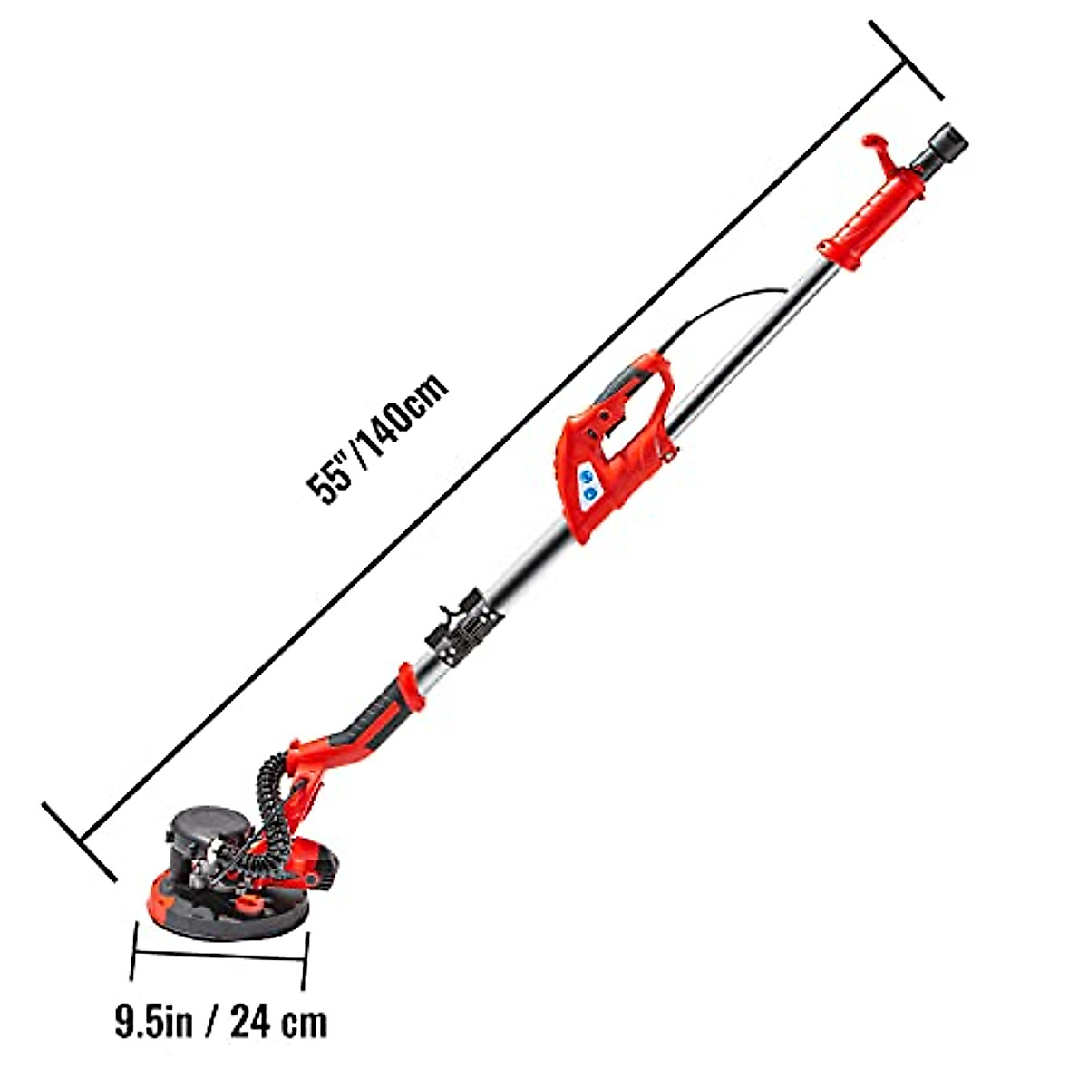 VEVOR Drywall Sander 750W, Electric Sander Variable Speed 800-1750RPM, Drywall Sander Foldable Sheetrock Sander, with Telescope Handle, Vacuum Bag Drywall Sanders 6 Sand Pads
