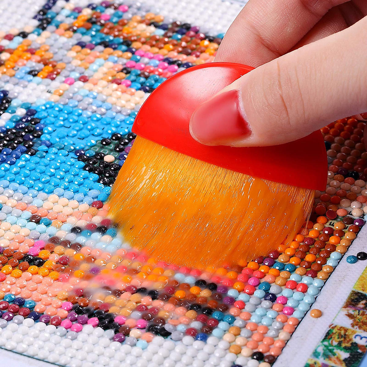 8 Pieces Flat Brush Applicator Artist Drawing Brush Diamond Art Brush for Christmas DIY Craft Gesso, Oil Paint, Acrylic Painting, Watercolor, Furniture Brush Cleaner (Red and Gold)