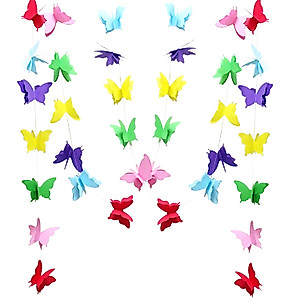 Honbay 2PCS Colorful Butterfly Hanging Garland 3D Paper Bunting Banner Party Decorations Wedding Baby Shower Home Decoration