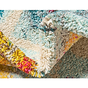 Unique Loom Estrella Collection Distressed, Floral, Abstract, Modern, Bright Colors Area Rug, 5' 0" x 8' 0", Multi/Blue
