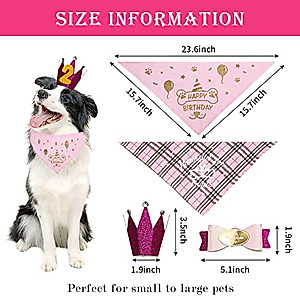 Dog Birthday Party Supplies, Dog Birthday Hat/Bandana/Bowtie/Balloon/Flag/Banner for Small Medium Large Dogs Pets, Doggie Birthday Party Supplies Decorations