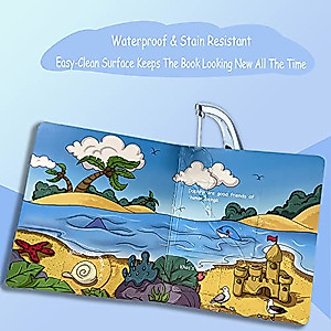 Wallxin Peek-a-Flap - Lift The Flap Interactive Board Book Early Learning Education Gift for Babies Toddlers Kids Boys Girls Litter Dinosaur & Ocean Lovers - 2 Pack