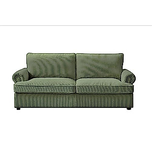 Container Furniture Direct Reversible Sleeper Sofa with Memory Foam Mattress, Comfortable and Durable Full Size Bed Couch for Living Rooms, Upholstered with Corduroy Fabric, 70" Wide, Dark Green