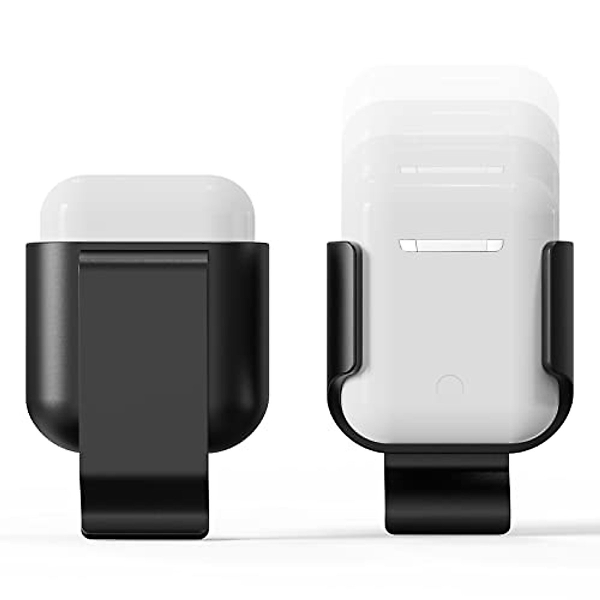 Geekria 2 Pack Earbuds Case Ultra Light Belt Clip Pocket Holder, Compatible with APPL AirPod, AirPod 2 True Wireless Earbuds, Charging Port Accessible (Black)