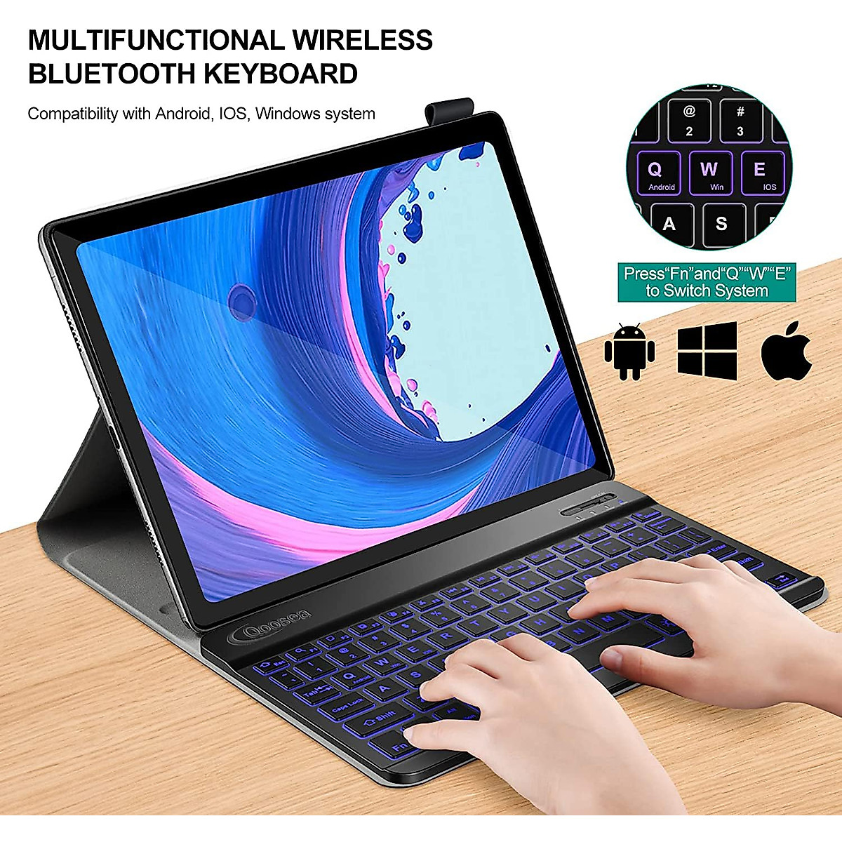 Qoosea for Samsung Galaxy Tab A7 Lite Bluetooth Keyboard Detachable Bluetooth Keyboard for Galaxy Tab A7 Lite 8.7 inch with Magnetically Wireless Bluetooth Keyboard Black