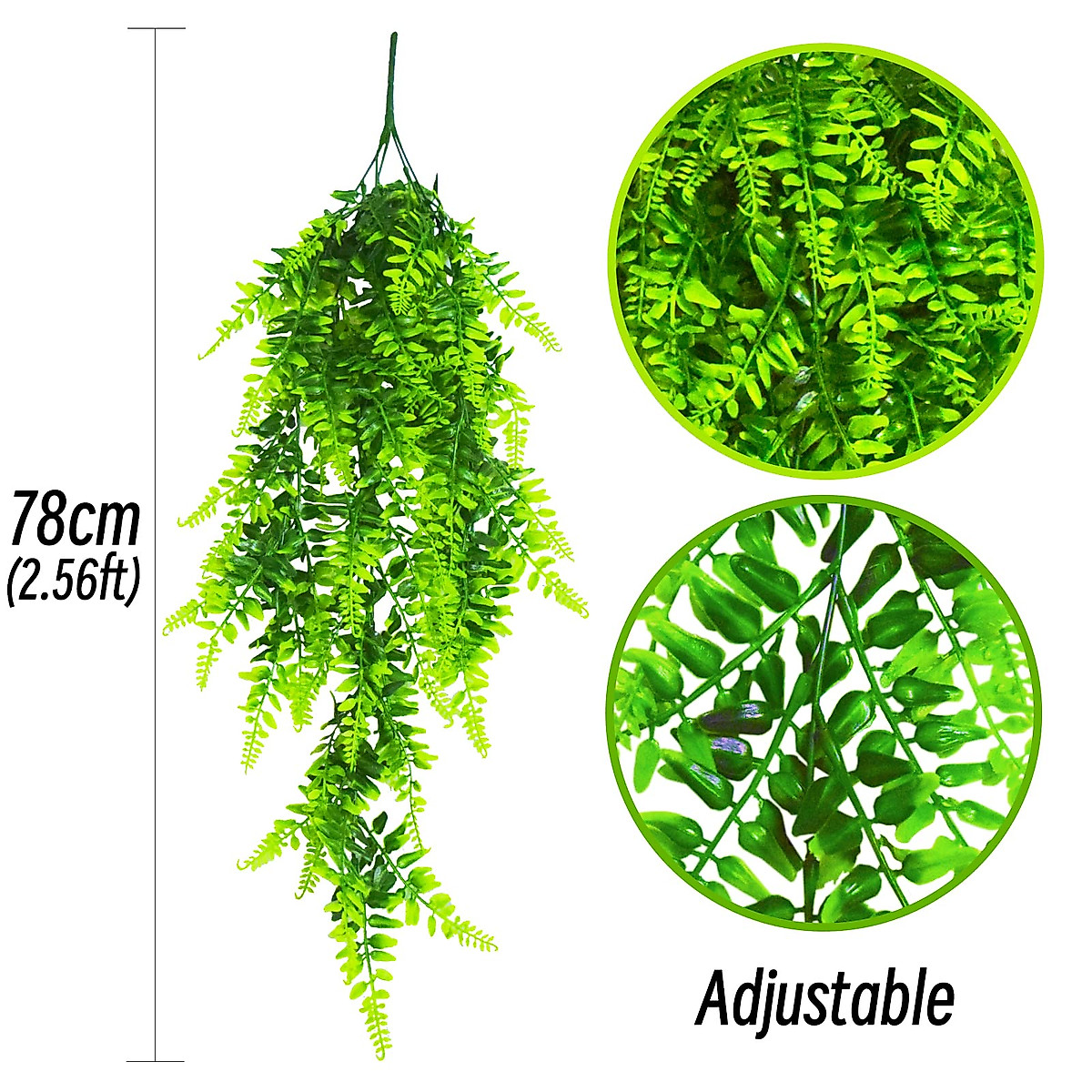 4 Pack Artificial Hanging Plants Fake Hanging Ferns Boston, Plastic Ivy Vines UV Resistant Faux Greenery Wall Plants for Outdoor Indoor Porch Yard Patio Office Garden Home Decor