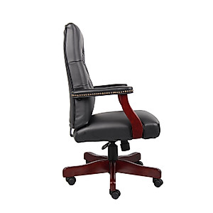 Boss Office Products Classic Executive Caressoft Chair with Mahogany Finish in Black