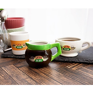 Silver Buffalo Friends Central Perk Logo 3pc Ceramic 3D Sculpted Mini Cup Set, Perfect as a Sugar, Cream, or Milk set, 3.5 Ounces