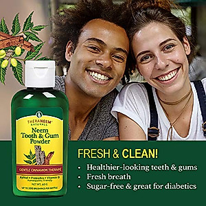 TheraNeem Tooth and Gum Powder | Supports Healthy Teeth/Gums with Probiotics, Vitamin D | Cinnamon | 40 Grams, 200 Uses