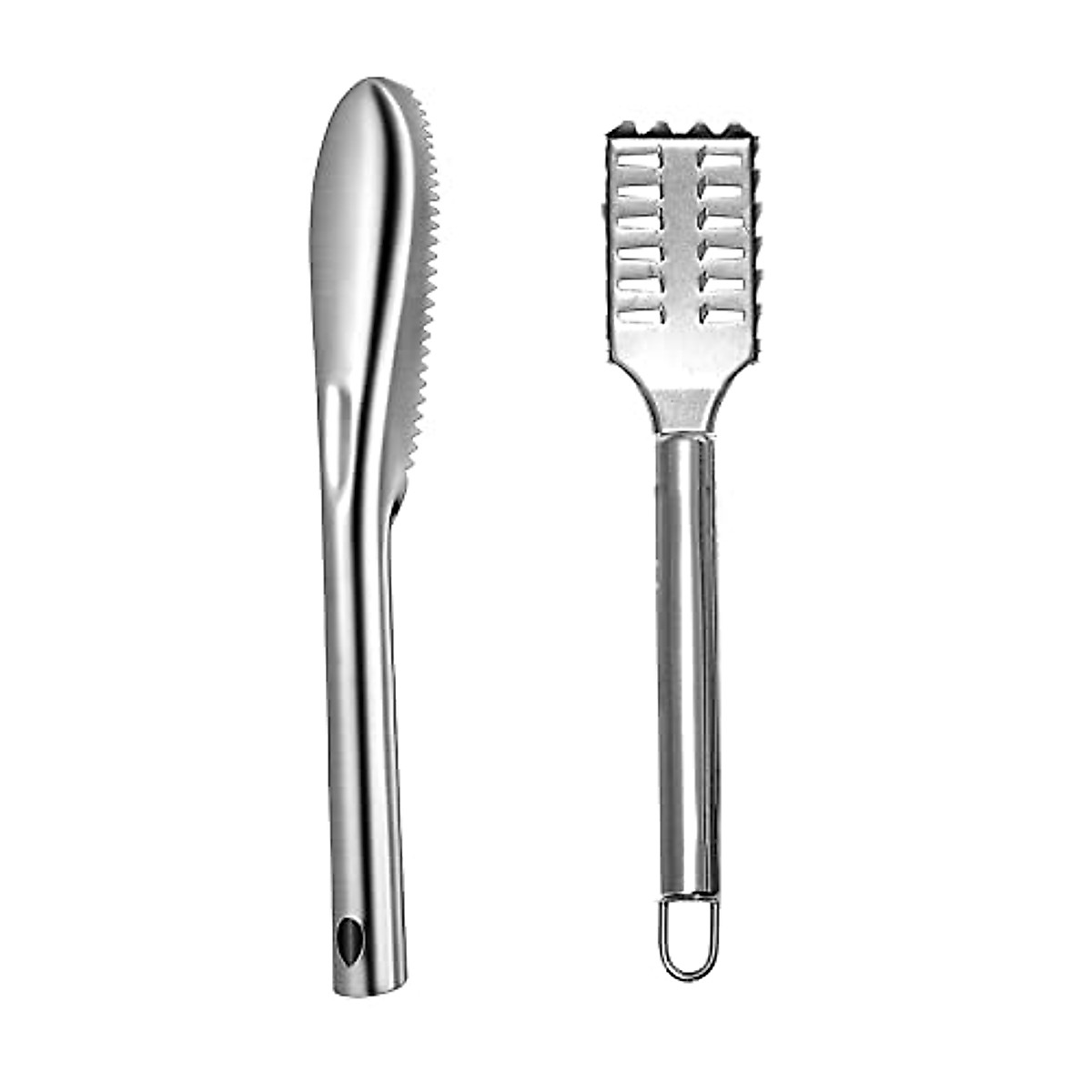 Hennyuu Fish Skin Cleaning Brush, Fish Scaler Remover, Fish Descaler Tool, Stainless Steel Fish Skin Peeler Tool, 2 Pieces (Silver)