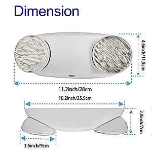 TANLUX LED Emergency Lights with Battery Backup, Two Head Adjustable Commercial Emergency Lights, UL Listed, AC 120/277V, Hardwired Emergency Exit Light Fixtures for Business - 1 Pack(White)