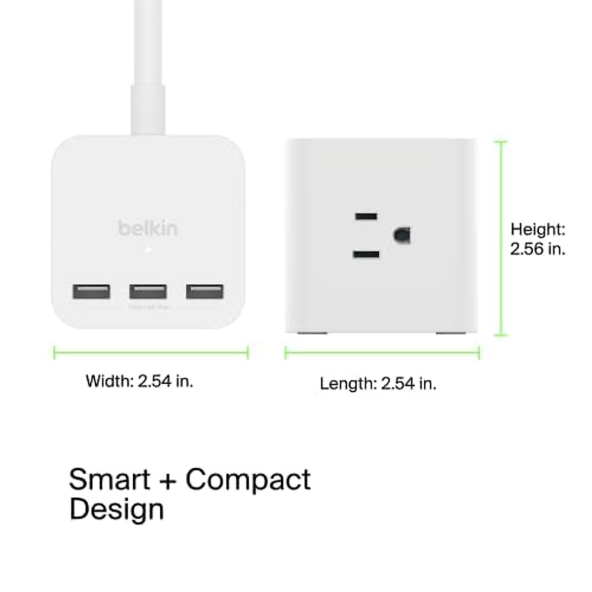 Belkin 6-Outlet Power Cube w/ 3 AC Outlets, 3 USB-A Ports, & 5ft Sturdy Extension Cord - Convenient Compact Cube for Home, Office, Travel, Desktop, & Phone Charger - 4.5 Amps