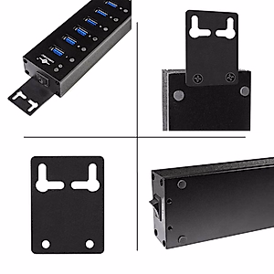 Vantec 10-Port USB 3.0 Hub, Aluminum, Full Powered, Mountable, with All Ports Data & Charging Up to 1.5A, BC 1.2, Premium 12V/5A, 60W Power Adapter (UGT-AH110U3-BK),Black