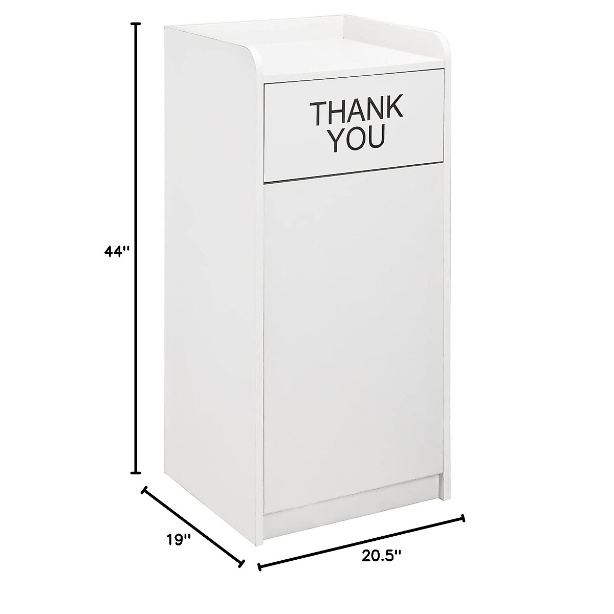 Global Industrial Wooden Waste Receptacle with Tray Top, 36 Gallon, Gray