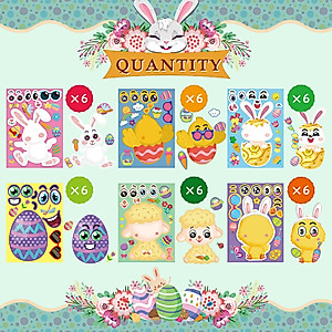 36 Sheet Easter Stickers for Kids,Easter Basket Stuffers,Make a Face Easter Stickers with Easter Animal Egg Themed,Make Your Own Stickers,Easter Decorations Gift Kids Party Favor Supplies Crafts
