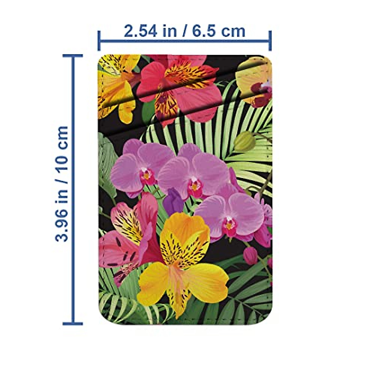 Diascia Pack of 2 - Cellphone Stick on Leather Cardholder ( Tropical Alstroemeria Lily Orchid Flowers Pattern Pattern ) ID Credit Card Pouch Wallet Pocket Sleeve