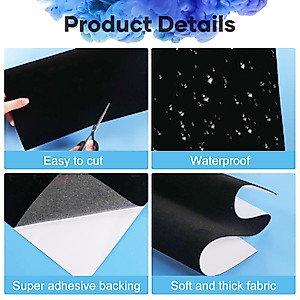 HTVRONT Black Felt Fabric - 10Pcs Self Adhesive Felt Sheets with Adhesive Backing, Soft Black Velvet Felt Drawer Liner for Art & Crafts, Jewelry Box Felt Liner(8.3" x 11.8")