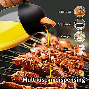 MJDFS Olive Oil Dispenser Bottle W/Auto Flip Cap, 21oz Cooking Oil Dispenser Leakproof, Kitchen True No Drip Oil and Vinegar Cruet Container with Non-Slip Handle, Cute Penguin Design(Yellow)