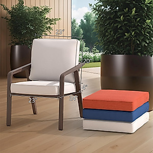 Outdoor Chair Cushions, 24" x 23" High-Density Foam Deep Seat Patio Cushions with Olefin Fabric & Removable Zipper Cover, Outdoor Furniture Replacement Cushions Set of 2 for Chair Sofa Couch - Beige