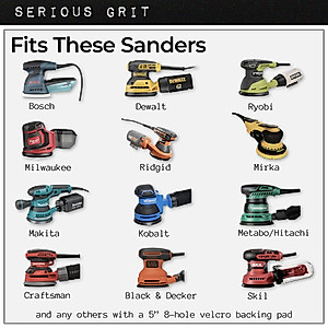 Serious Grit Premium 80 Grit Sanding Discs - 5" 8 Hole Dustless Heavy-Duty Hook & Loop Film Discs - Zirconium Sandpaper for Random Orbital Sanders - 50 Pack Box