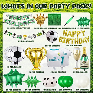 112PCS Soccer Party Decorations, Soccer Theme Birthday Party Decorations Balloons Set Decoration Items for Soccer Games Celebration Party Supplies for Soccer Fans Best Gifts