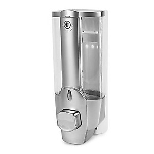 PerGar Soap Dispenser Wall Mounted, 350ml Locking Leakproof r Manual Soap Dispenser,Waterproof Wall Mount Manual Soap Dispenser for Kitchen Bathroom(White)