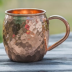100% Solid Moscow Mule Copper Mugs Kit With Free Extras: Set of Two 16oz Mugs - Hammered Premium Quality Copper Cups, 2 Shot Glasses/Jiggers, and 1 Straw. Great For Gifts.