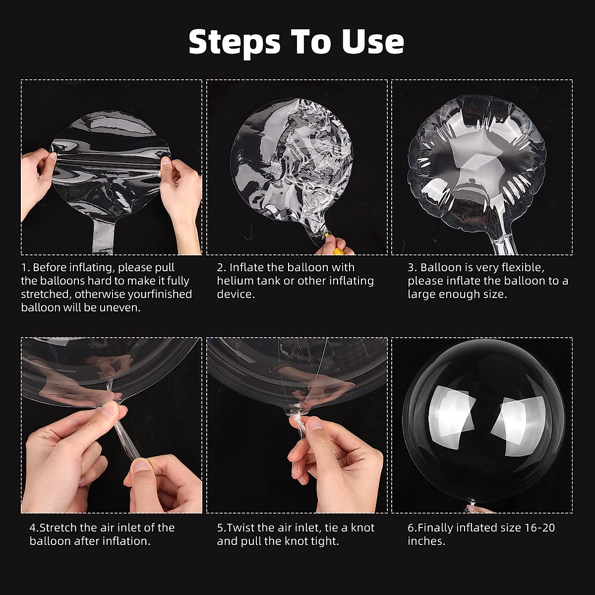 RUBFAC Bobo Balloons 45pcs, Bubble Balloons Clear Bobo Balloons, Large Transparent Balloon for Stuffing Wedding Birthday Party Decorations (10 Inch, 18 Inch, 20 Inch, 24 Inch, 36 Inch)