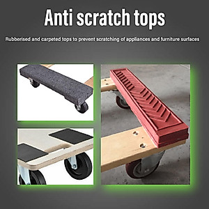 2 Set Furniture Dolly Versatile Rugged Rustproof Carpeted Top Hardwood Moving Dolly for Transporting Appliances Goods