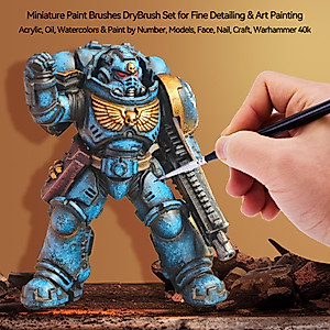 PANDAFLY Detail Paint Brushes Set, 15pcs Miniature Brushes for Fine Detailing & Art Painting - Acrylic, Oil, Watercolors & Paint by Number, Models, Face, Nail, Craft, Warhammer 40k