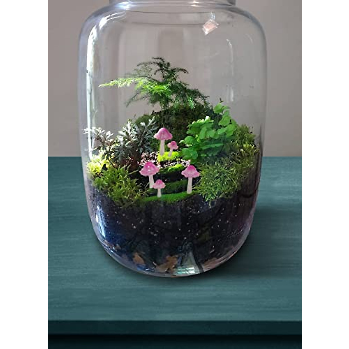 coonoe Mini Mushrooms for Fairy Garden, Translucent Fairy Garden Mushrooms with Stakes for Terrarium, Potted Plant, Mini Mushroom Garden Decor, Crafted Cute Tiny Fairy Garden Accessories