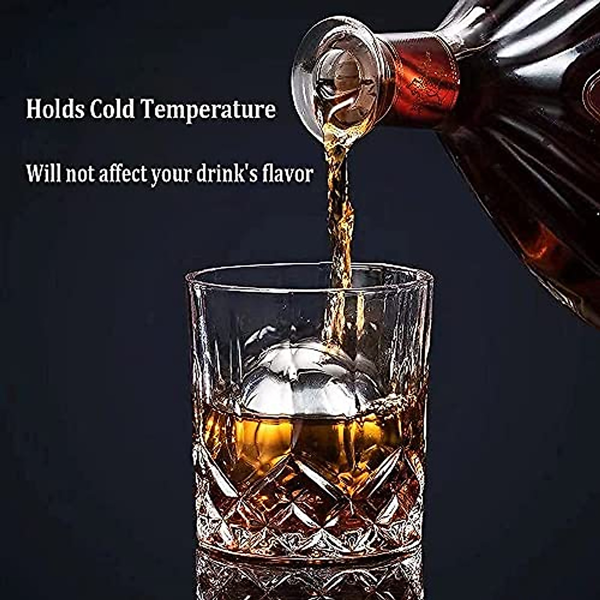 Ecentaur Whiskey Stones Stainless Steel Ice Cube Metal Reusable Balls 2.2" Chilling Stones for Drinks Set of 4