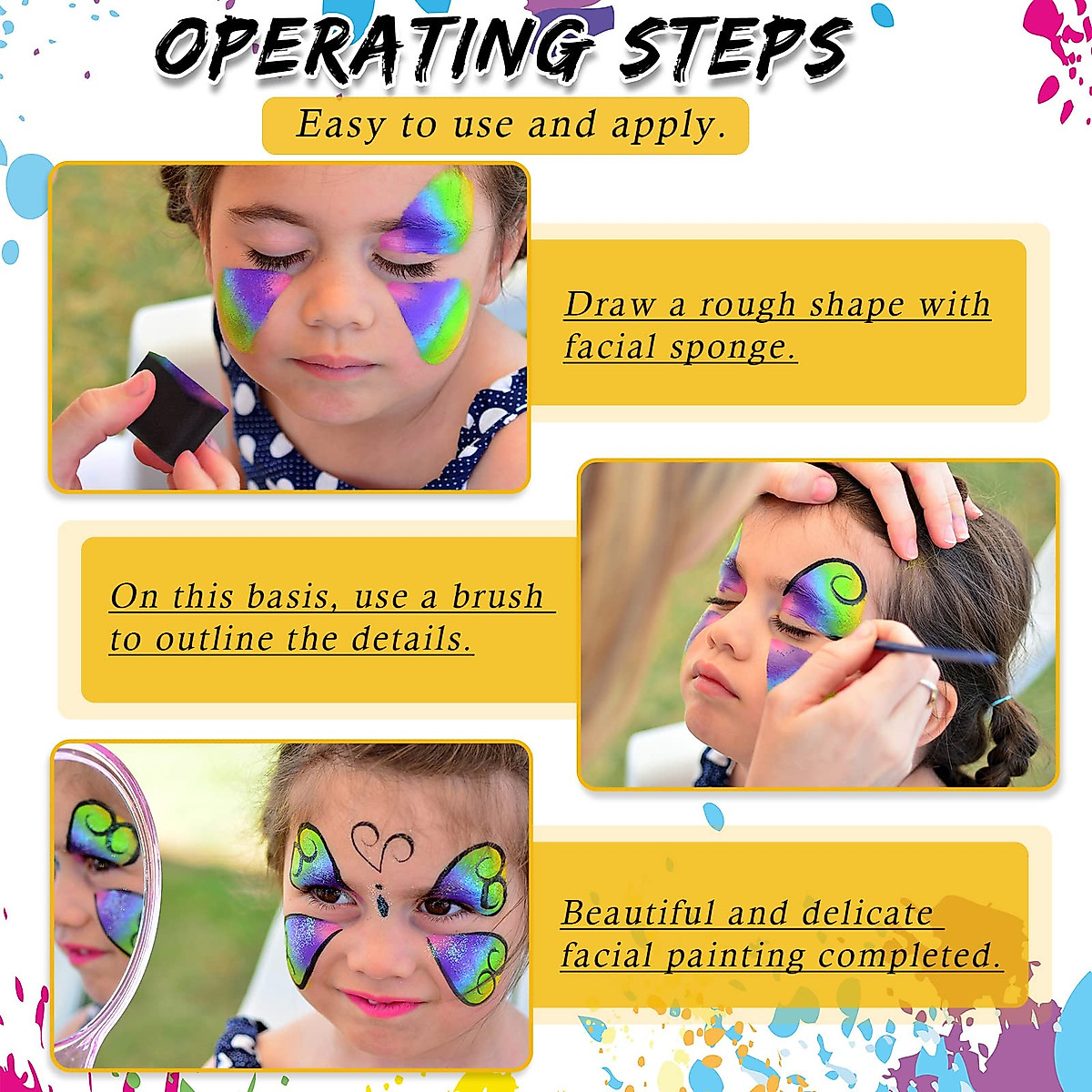 Yinkin 24 Pcs Face Paint Sponge Petal Oval and Semicircular Face Painting Sponges High Density Face Painting Supplies for Kids Adults Art Work Halloween Makeup Body Paint(Black)