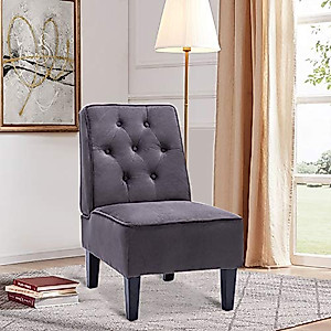 annjoe Armless Accent Chair, Button Tufted Slipper Chair Side Chair Single Sofa for Dining Room Living Room Bedroom Funiture (Set of 2)