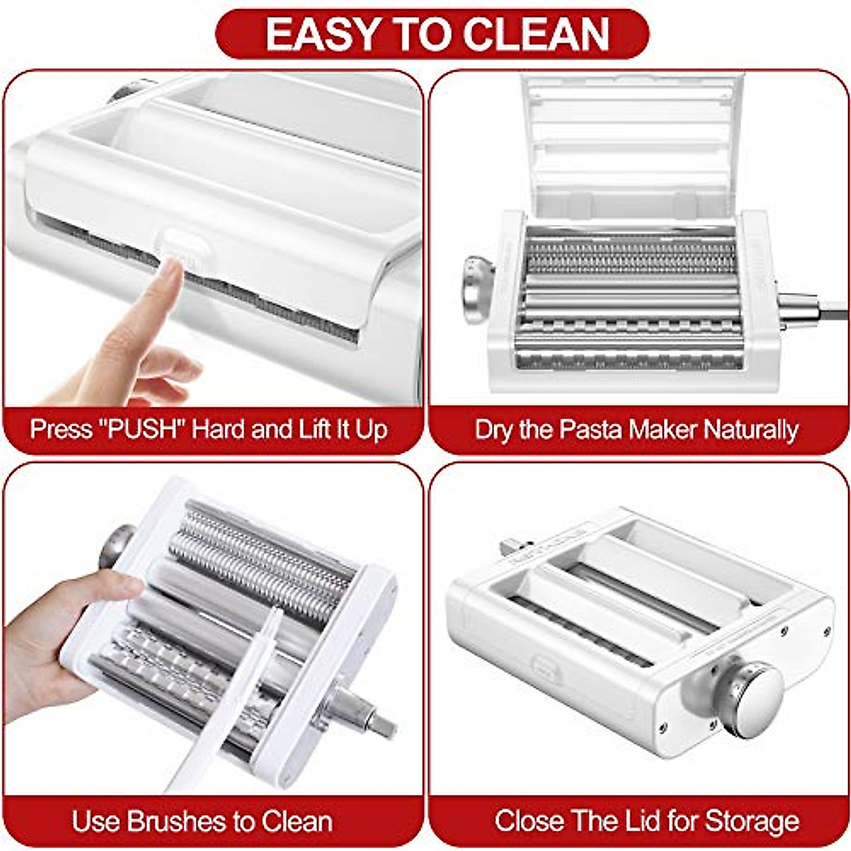 Pasta Maker Attachment for KitchenAid Stand Mixers -3 in 1 Set Pasta Attachments includes Pasta Roller, Spaghetti Fettuccine Cutter, Pasta Machine Attachment Accessories for KitchenAid