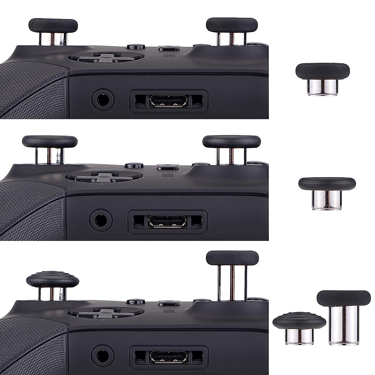 eXtremeRate Metal Replacement Thumbsticks Mod Swap Joysticks for Xbox One Elite Series 2, Gaming Accessories 2 D-Pads 4 Paddles for Xbox One Elite, Elite Series 2 Core Controller - 13 in 1 Black