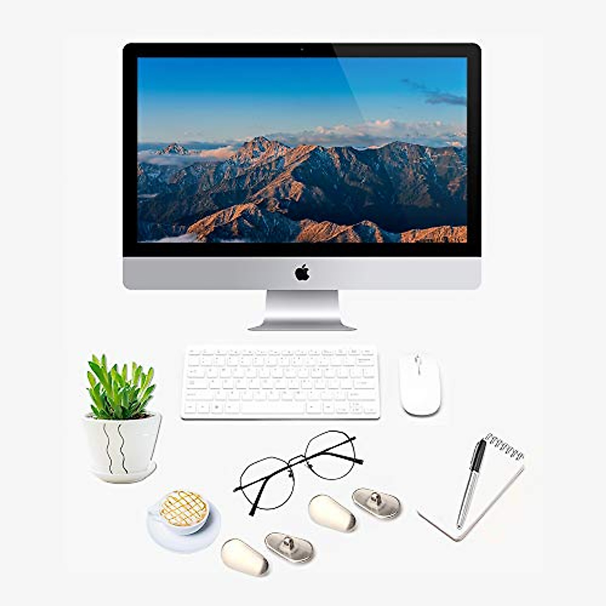 Soukoshi Eyeglass Nose Pads for Metal Frames Titanium Nose Piece for Glasses Nose Grips Push in 14mm Repair Kit with Screws and Nose Pads for Glasses Anti Slip(2 Pairs,Melon Seed Shape)