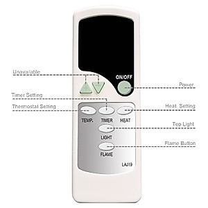 Replacement Remote Control for Valuxhome Luxey42 Luxey50 Luxey50WH Luxey60 Luxey72 Luxey90 Fireplace Heater