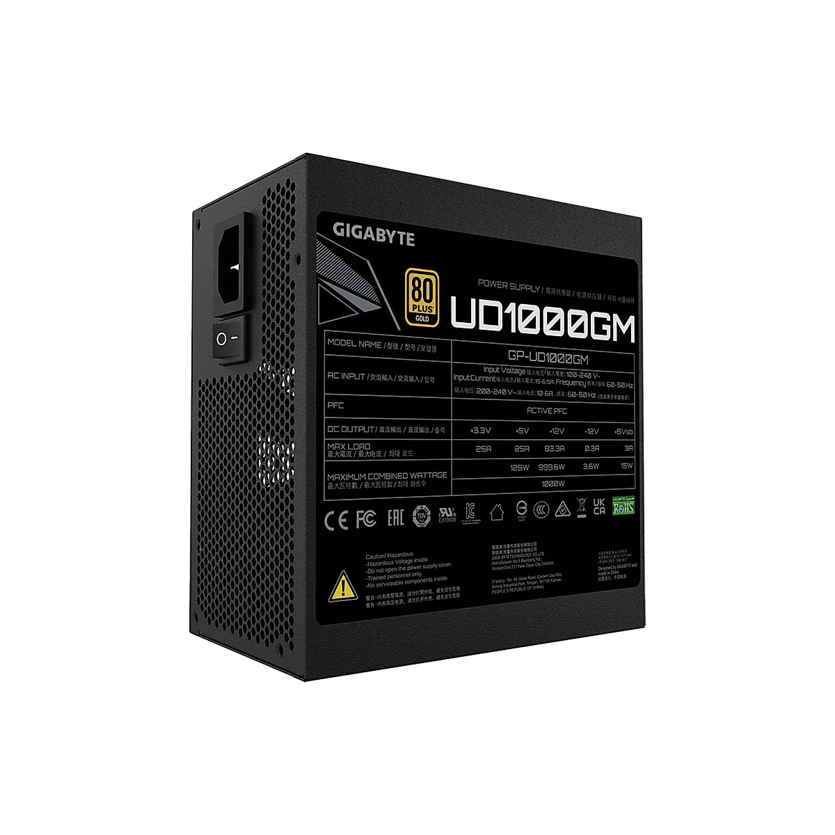 GIGABYTE GP-UD1000GM 1000W 80 Plus Gold Certified Fully Modular Power Supply