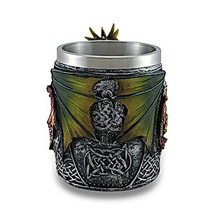 Zeckos Gothic Dragon Resin Tankard Mug w/Stainless Steel Insert and Celtic Knot Work Accents 4.5 Inches High