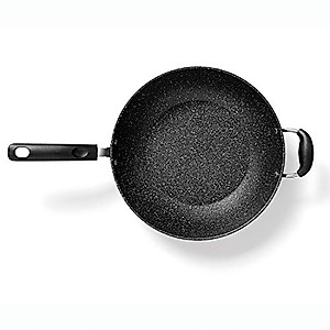THE ROCK by Starfrit 12.5-Inch Nonstick Wok with Helping Handle, One Size, Black