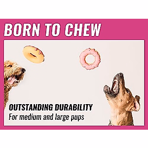 Donut Dog Toys - Dog Toys for Aggressive Chewers - Durable Dog Chew Toy - Rubber Dog Toys for Medium, Large Dogs - Tough Dog Toys - Heavy Duty Dog Toy - Dog Birthday Gift (1 x Pink)