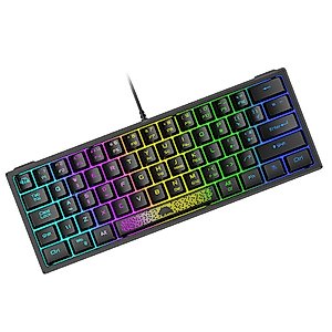 ZIYOU LANG K61 60% Gaming Keyboard Mini Portable with Rainbow RGB Backlit Ergonomic 62Key Layout 19Key Anti-ghosting Mechanical Feel Waterproof USB Wired for PC Mac Windows Gamer Laptop Typists(Black)