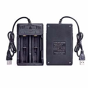 ANXPTIME Universal 2 Slots Battery Charger USB 3.7V Smart Charging for Rechargeable Li-ion Batteries 18650 26650 14500 16340 2 Channels Smart Battery Charger with Safe Protections