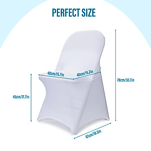 LEBENGURU 30PCS Spandex Folding Chair Covers, Upgraded Stretch Elastic Fitted Chair Cover Protector for Wedding, Holidays, Banquet, Party, Celebration (White)