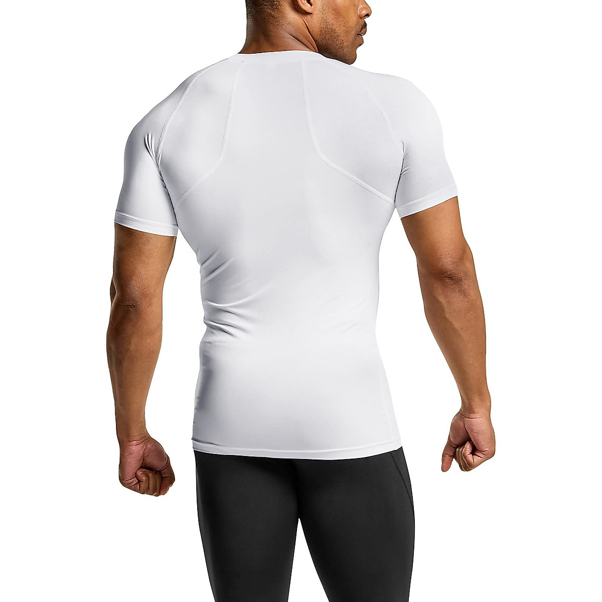 ATHLIO Men's Cool Dry Short Sleeve Compression Shirts, Sports Baselayer T-Shirts Tops, Athletic Workout Shirt, 3pack Tops White/White/White, Medium