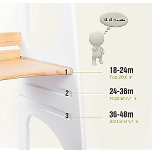 EKOUPLUS Wooden Step Stool for Kids, Premium Adjustable Height Toddler Stool Kids Step Stool with Handle and Safety Rail, Perfect for Kitchen, Bathroom and Bedroom